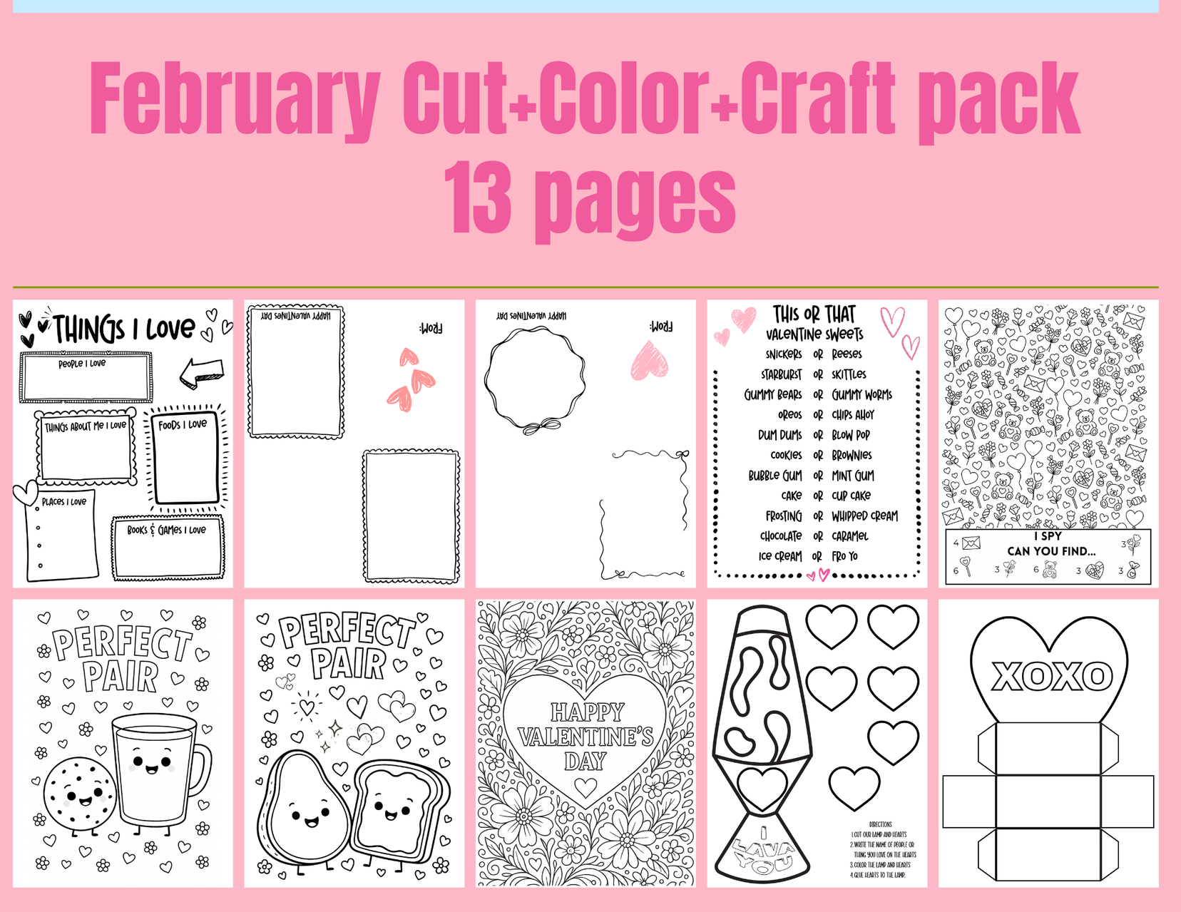 February | Cut + Color + Craft | Classroom Printables – paper.ink.scissors
