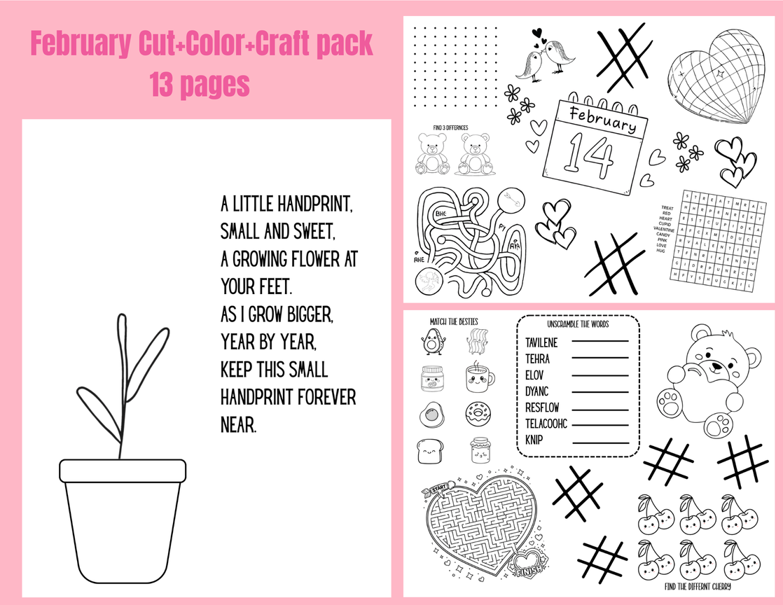 February | Cut + Color + Craft | Classroom Printables – paper.ink.scissors