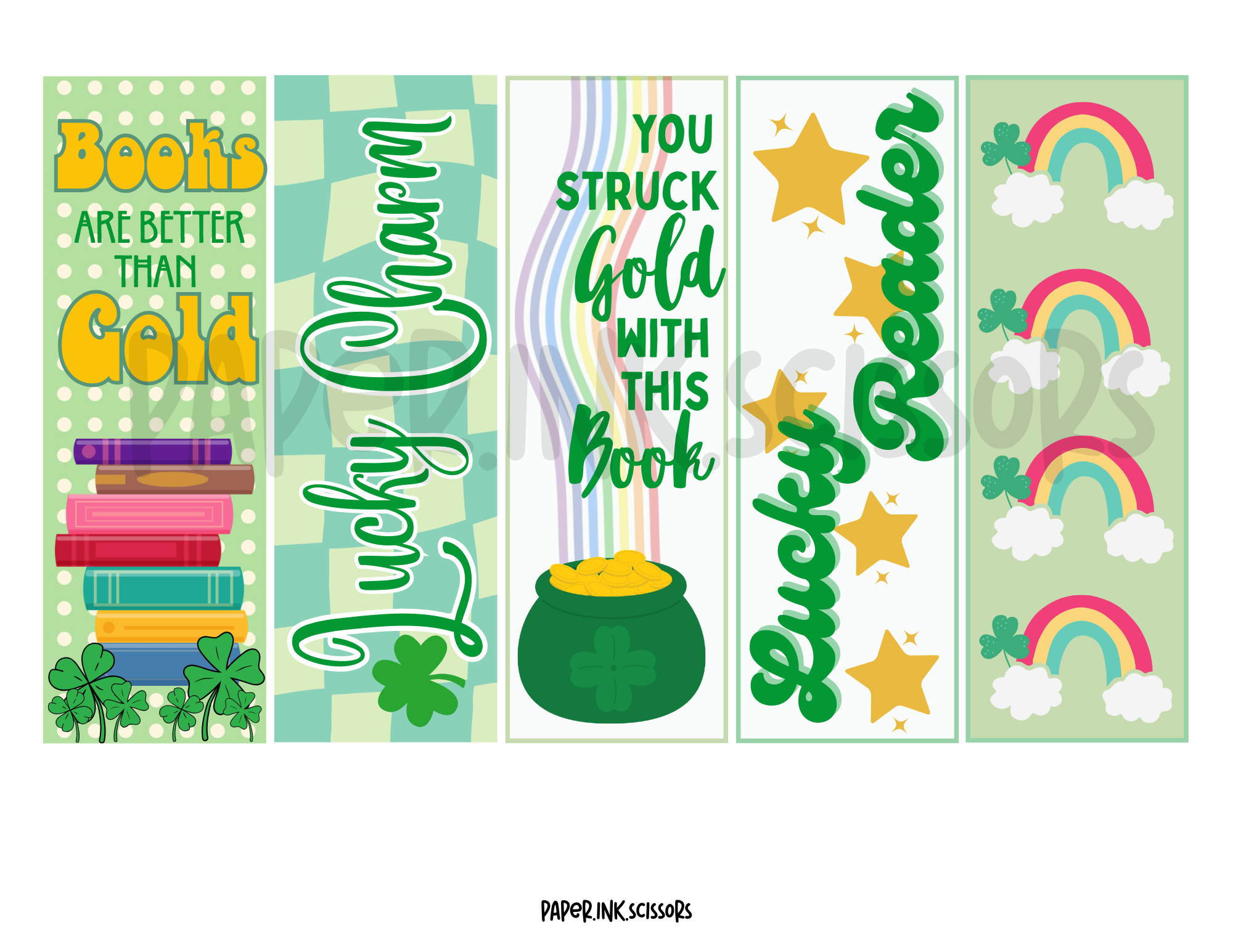 St. Patrick's Day Bookmarks | Printable Bookmarks – paper.ink.scissors