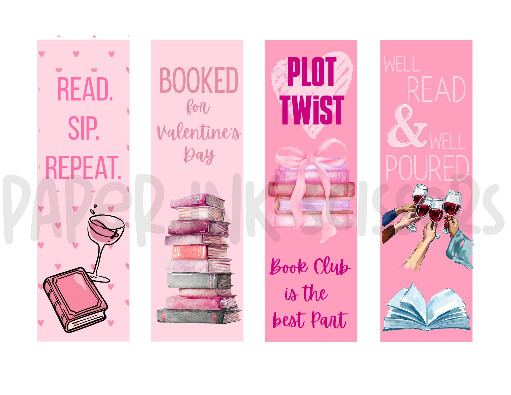 Book Club Bookmarks | Printable Bookmarks Valentine – paper.ink.scissors