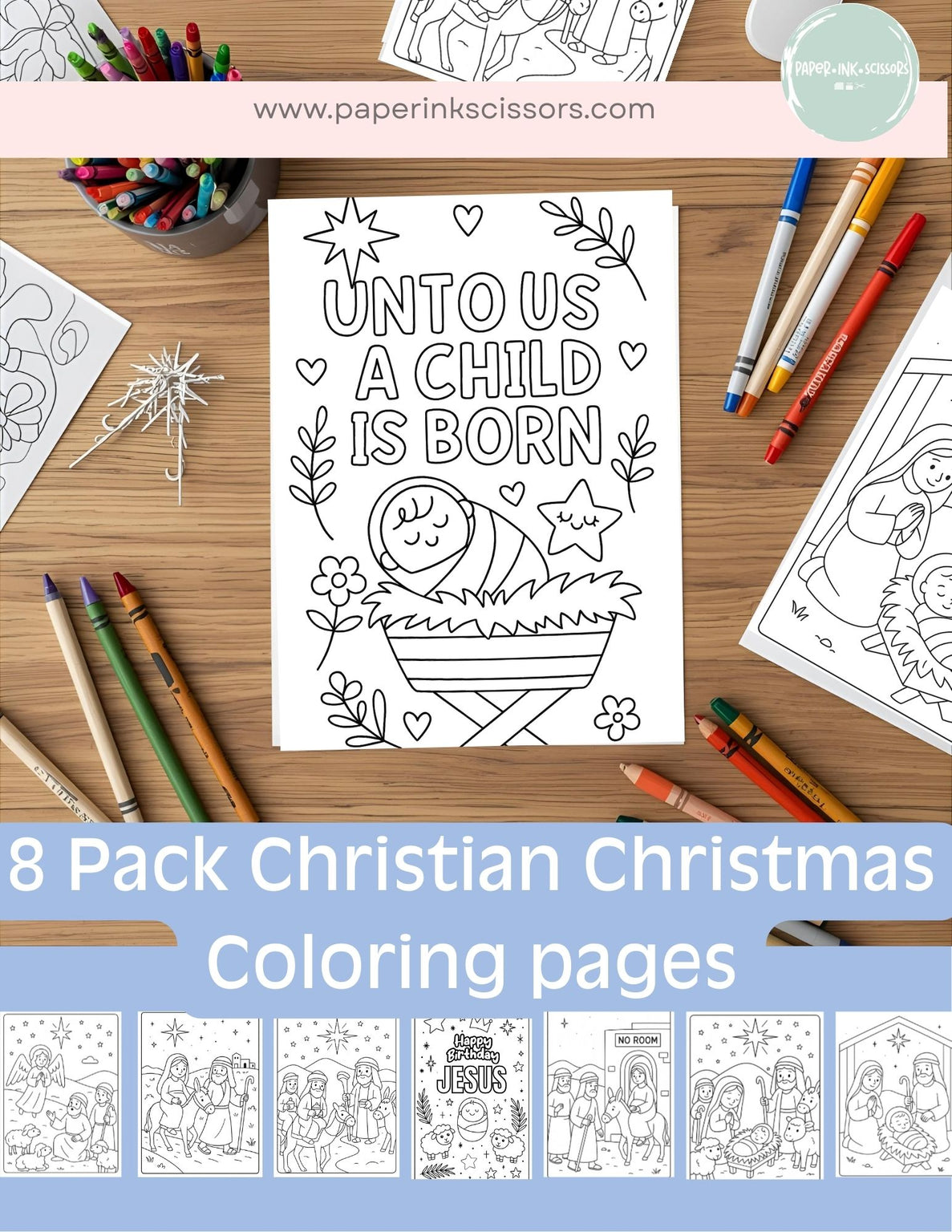 Christmas Christian Coloring 8 Pack – paper.ink.scissors